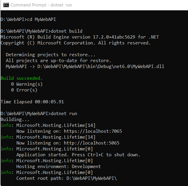 Create A .Net Core Web API Using Command Line